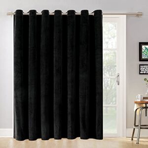 victree room divider curtain for bedroom, wide velvet curtains for sliding glass door, grommet screens sound proof privacy curtain panel for living room, 1 panel, 9ft wide x 7ft tall, black