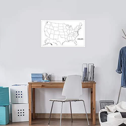 Palace Learning 3 Pack - USA & World Map Blank Outline Posters + Simplified USA Map for Kids [Blank] - LAMINATED, 18" x 29" (For Use With Wet Erase Markers)