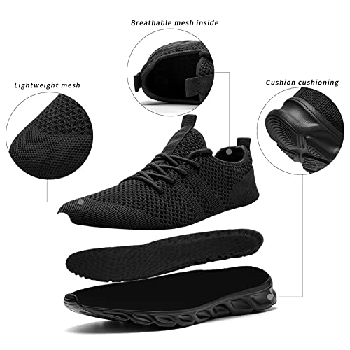 Tvtaop Tennis Shoes for Mens Athletic Running Shoes Lightweight Casual Sneakers Non Slip Walking Gym Sport Shoes Black,Mens Size 6.5