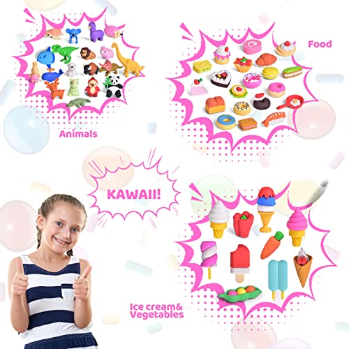 FUN LITTLE TOYS 70 PCS Erasers for Kids Bulk, Fun Mini 3D Puzzle Animal Erasers, Goody Bag Stuffers Trinkets Party Favors Classroom Prizes Cool Toys School Supplies Goodie Bags Pinata Stuffers