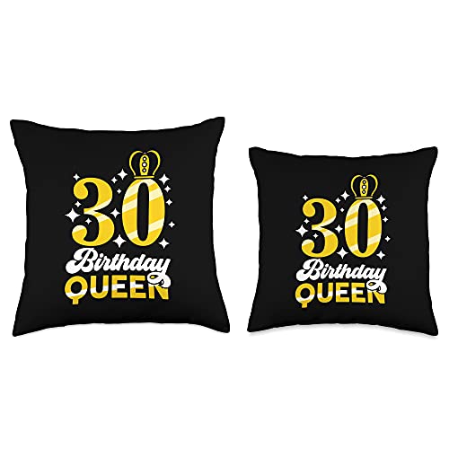 Cute Crown Motifs 30. Birthday Girl Women 30 Years 30th Birthday Girl Woman Cute Queen 30 Years Old Crown Bday Throw Pillow, 16x16, Multicolor