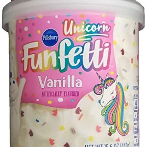 Pillsbury Funfetti Unicorn Strawberry Cake & Cupcake Mix and Unicorn Vanilla Frosting with By The Cup Frosting Spreader