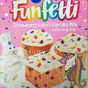 Pillsbury Funfetti Unicorn Strawberry Cake & Cupcake Mix and Unicorn Vanilla Frosting with By The Cup Frosting Spreader