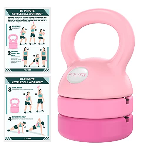 Adjustable Kettlebell - 5 lbs, 8 lbs, 12 lbs Kettlebell Weights Set for Home Gym - Pink