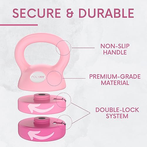 Adjustable Kettlebell - 5 lbs, 8 lbs, 12 lbs Kettlebell Weights Set for Home Gym - Pink