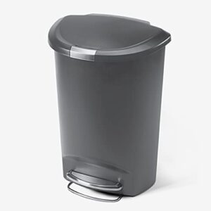 simplehuman 50 liter / 13 gallon semi-round kitchen step trash can, grey plastic