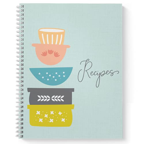 Gotcha Covered Notebooks Softcover Recipe Dishes 8.5" x 11" Spiral Notebook/Recipe Book, 120 Recipe Pages, Durable Gloss Laminated Cover, White Wire-o Spiral. Made in the USA