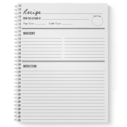 Gotcha Covered Notebooks Softcover Recipe Dishes 8.5" x 11" Spiral Notebook/Recipe Book, 120 Recipe Pages, Durable Gloss Laminated Cover, White Wire-o Spiral. Made in the USA