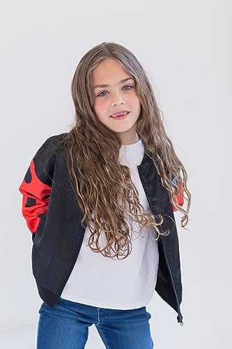 Miraculous Ladybug Big Girls Zip-up Bomber Jacket Red/Black 10-12