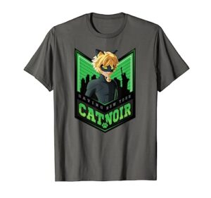 miraculous cat noir new-york badge t-shirt