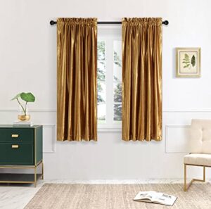 primrose gold curtains 63 inch for living room velvet blackout rod pocket window drapes treatment semi room darkening decor golden curtains for bedroom set of 2 panels