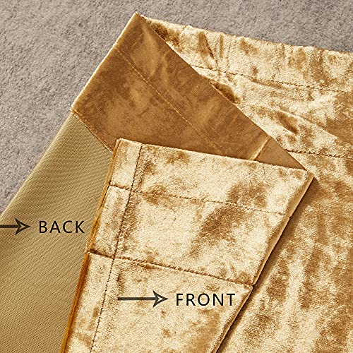 PRIMROSE Gold Curtains 63 inch for Living Room Velvet Blackout Rod Pocket Window Drapes Treatment Semi Room Darkening Decor Golden Curtains for Bedroom Set of 2 Panels