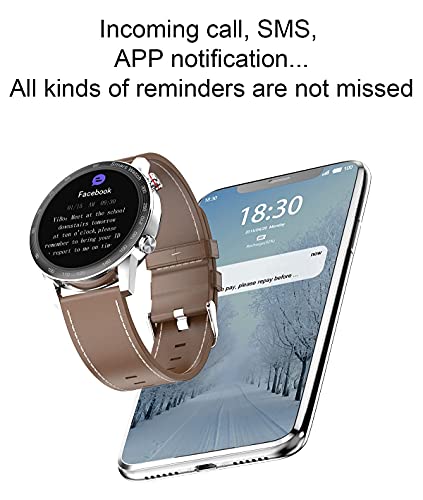 XYJ Smart Watch for Android Phones Compatible with iPhone 1.28 Inch Touch Screen Fitness Tracker with Heart Rate Monitor Blood Oxygen Saturation 5ATM Waterproof Smartwatch for Women Men (Color : F)