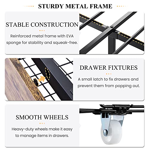 SHA CERLIN Full Size Bed Frame with Storage, Platform Bed with 4 Extra Large Storage Drawers on Wheels, Mattress Foundation, Strong Metal Slat Support, No Box Spring Needed, Easy Assembly