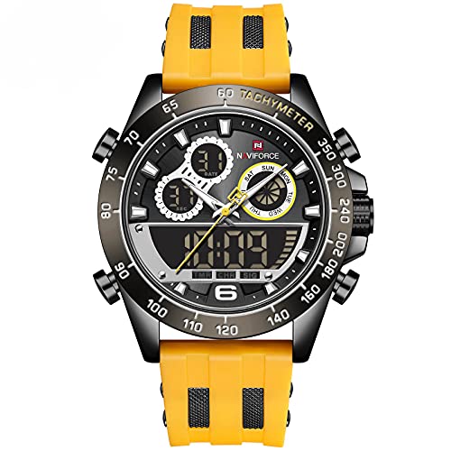 NAVIFORCE Mens Analog Digital Sport Watches Waterproof Multifunction Chronograph Silicone Strap Watch