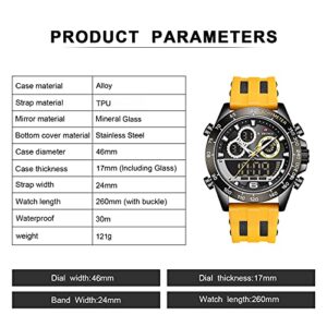 NAVIFORCE Mens Analog Digital Sport Watches Waterproof Multifunction Chronograph Silicone Strap Watch