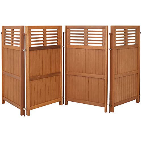 Sunnydaze 44-Inch Tall Folding Outdoor Wood Panel Privacy Screen