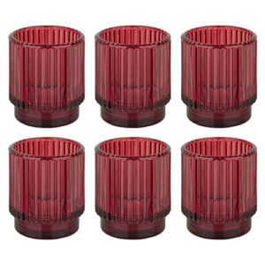 koyal wholesale ribbed glass votive holders (burgundy, 6)