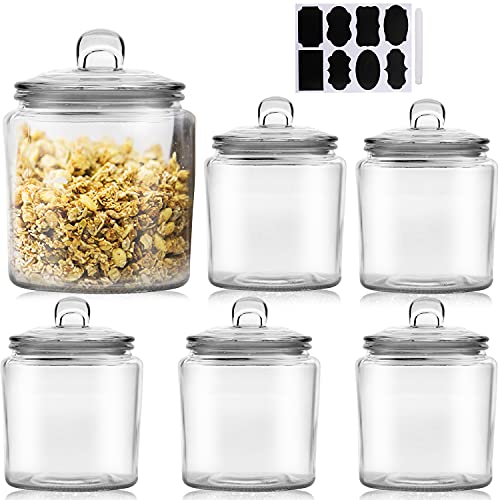 Woaiwo-q 35 oz Glass Jars, Glass Storage Container with Glass Lid for Biscuits, Candy, Dry Goods, Beans, Cookie Jar with Lid for Home & Kitchen (Set of 6）