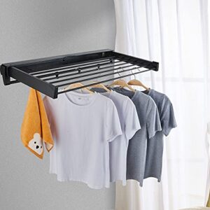 Delysia King Clothes Laundry Drying Rack，Collapsible Wall Mounted Hanger|7 Drying Rods (Black)