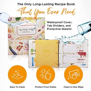 Avitavy Recipe Binder Kit - Organize Your Recipes with 60 4"x6" Recipe Cards, 80 Page Protectors, 12 Dividers, 24 Tab Stickers e-Book with 20 Recipes - Recipe Organizer for Storing - 11"x11.5" Size