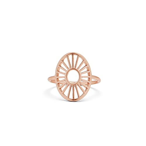 Pura Vida Rose Gold-Plated Sunburst Stackable Ring - Brass Base, Stylish Design - Size 7