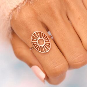 Pura Vida Rose Gold-Plated Sunburst Stackable Ring - Brass Base, Stylish Design - Size 7