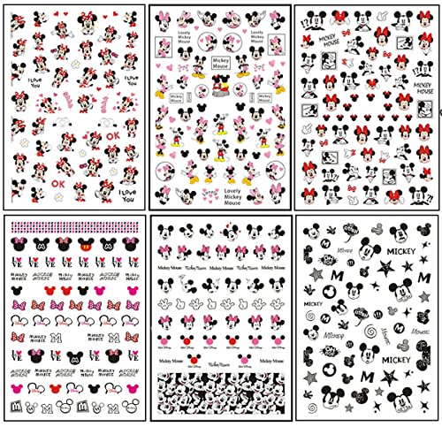 Cute Nail Stickers Cartoon Nail Art Decals 3D Self Adhesive Cute Anime Nail Sticker Nail Decoration for Girls Kids Women Manicure Tips Decoration Supplies (6 Sheets)