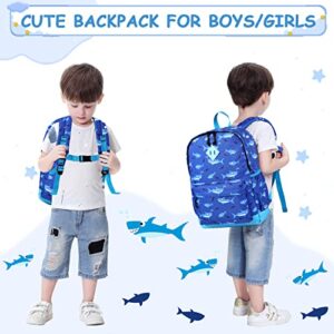 VASCHY Toddler Backpacks Boys, Lightweight Water Resistant Daycare Preschool Backpack for Little Boys and Girls w Chest Strap Ocean Shark