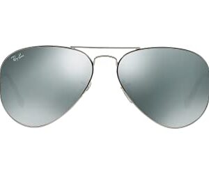 Ray-Ban RB3025 Metal Aviator Sunglasses + Vision Group Accessories Bundle (Silver/Grey Mirror, 58),unisex-adult