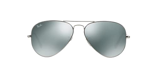 Ray-Ban RB3025 Metal Aviator Sunglasses + Vision Group Accessories Bundle (Silver/Grey Mirror, 58),unisex-adult