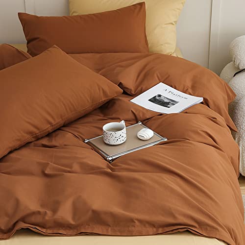 CLOTHKNOW Caramel Pumpkin Comforter Set Queen Burnt Orange Bedding Comforter Sets Brown Queen Comforter Terracotta Bed Comforter Sets Soft Bedding Sets 3Pcs Pumpkin Comforter Sets Queen