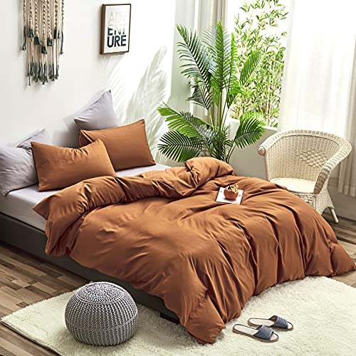 CLOTHKNOW Caramel Pumpkin Comforter Set Queen Burnt Orange Bedding Comforter Sets Brown Queen Comforter Terracotta Bed Comforter Sets Soft Bedding Sets 3Pcs Pumpkin Comforter Sets Queen