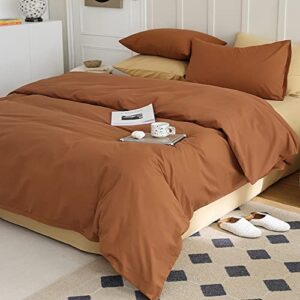 CLOTHKNOW Caramel Pumpkin Comforter Set Queen Burnt Orange Bedding Comforter Sets Brown Queen Comforter Terracotta Bed Comforter Sets Soft Bedding Sets 3Pcs Pumpkin Comforter Sets Queen