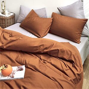 CLOTHKNOW Caramel Pumpkin Comforter Set Queen Burnt Orange Bedding Comforter Sets Brown Queen Comforter Terracotta Bed Comforter Sets Soft Bedding Sets 3Pcs Pumpkin Comforter Sets Queen