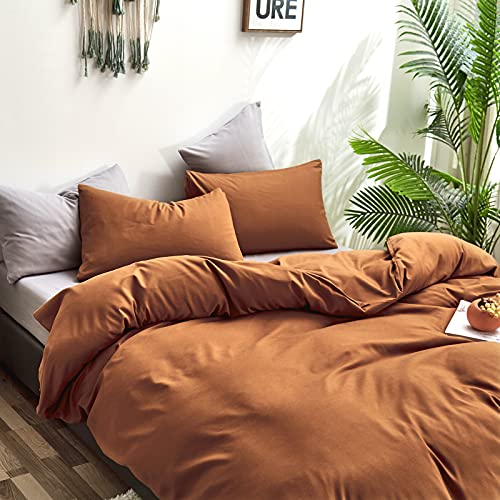 CLOTHKNOW Caramel Pumpkin Comforter Set Queen Burnt Orange Bedding Comforter Sets Brown Queen Comforter Terracotta Bed Comforter Sets Soft Bedding Sets 3Pcs Pumpkin Comforter Sets Queen