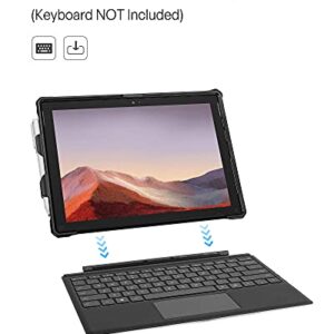 ProCase Case for 12.3" Microsoft Surface Pro 7 Plus, Pro 7, Pro 6, Pro 5, Pro 2017, Pro 4, Pro LTE, Rugged Protective Cover with Pencil Holder, Hand Strap, Compatible with Type Cover Keyboard -Black