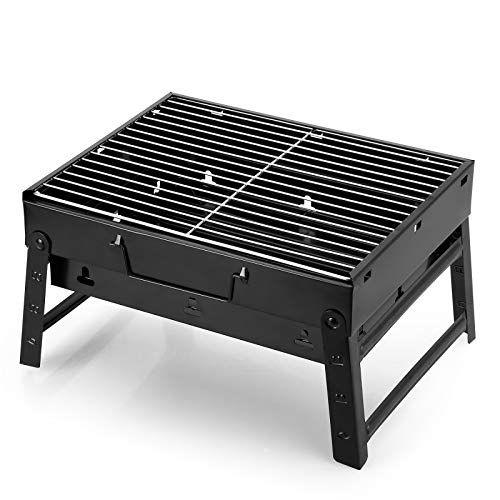 Uten Charcoal Grill, BBQ Grill Folding Portable Lightweight smoker Grill, Barbecue Grill Small desk Tabletop Outdoor Grill for Camping Picnics Garden Beach Party 13.7''x9.4''x 2.3''