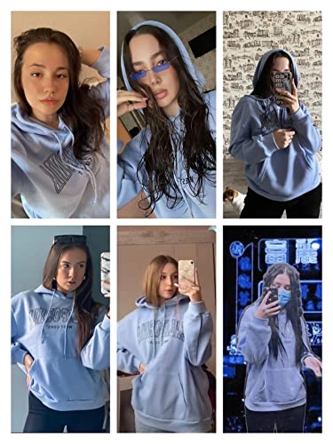 SOLY HUX Women Casual Fashion California Hoodie Los Angeles Pullover Drawstring Graphic Sweatshirt Blue L