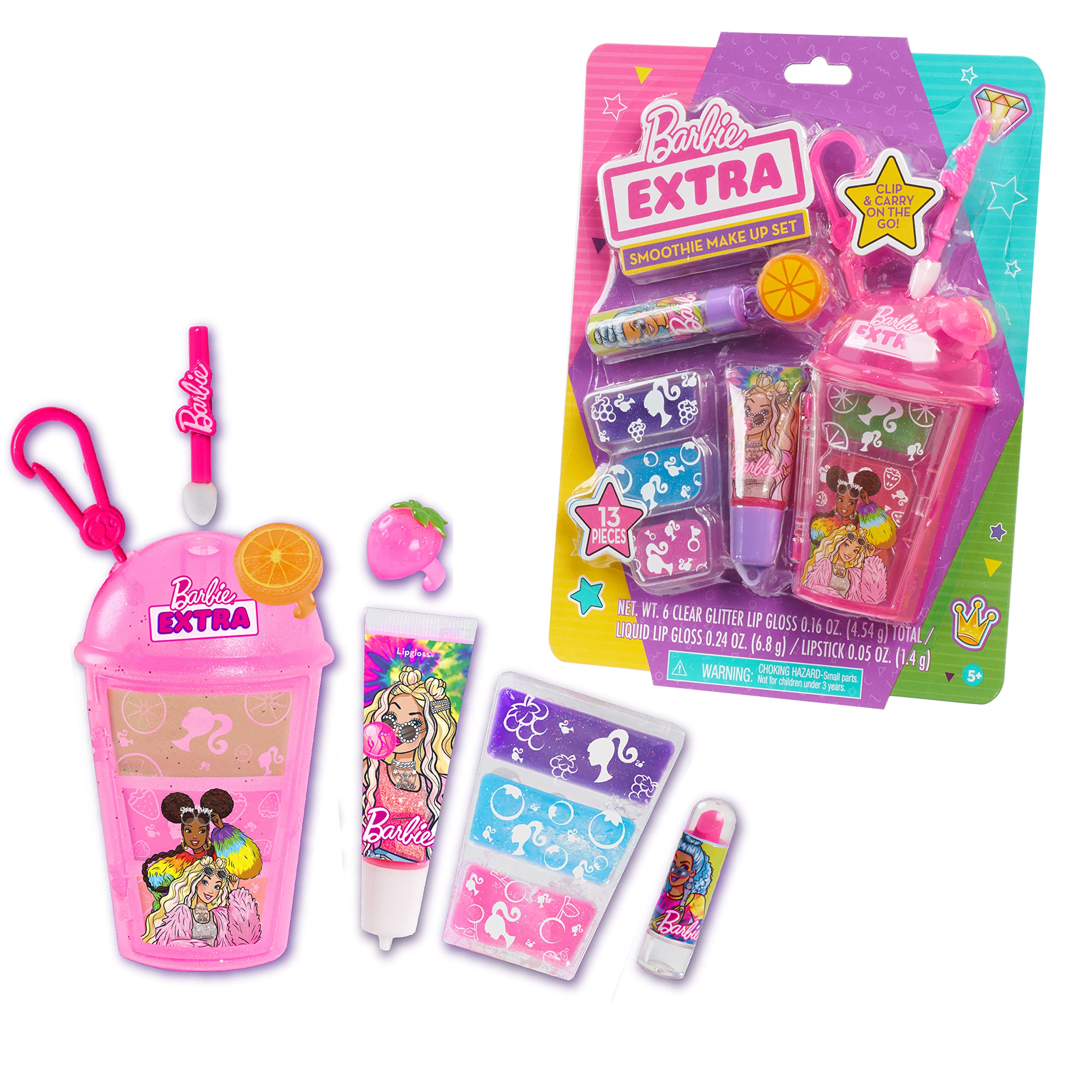 Barbie Extra Smoothie Makeup Set, 13-Piece Dress Up and Pretend Play Set, Kids Toys for Ages 5 Up by Just Play