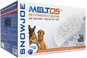 snow joe melt05pet-box 5-lb premium pet and nature friendly ice melter, fast acting, safer on vegetation, cma blended, works to-12 f, boxed for transport, w/bonus scoop, 5 lbs, white