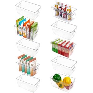 vtopmart clear plastic pantry organizer bins, 10 pcs food storage bins with handle for refrigerator, fridge, cabinet, kitchen, countertops, cupboard, freezer organization and storage, bpa free, small