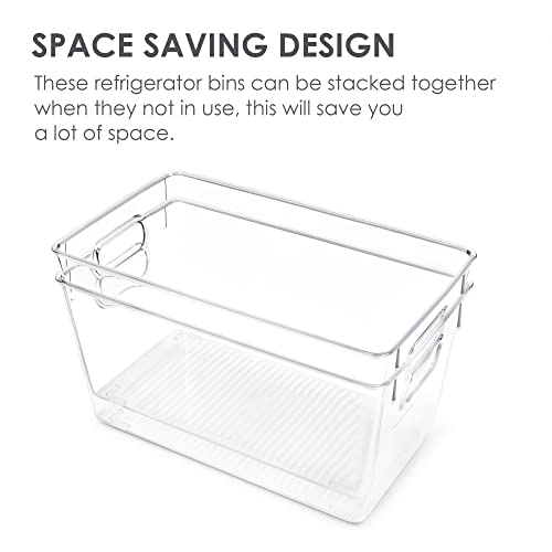 Vtopmart Clear Plastic Pantry Organizer Bins, 10 PCS Food Storage Bins with Handle for Refrigerator, Fridge, Cabinet, Kitchen, Countertops, Cupboard, Freezer Organization and Storage, BPA Free, Small