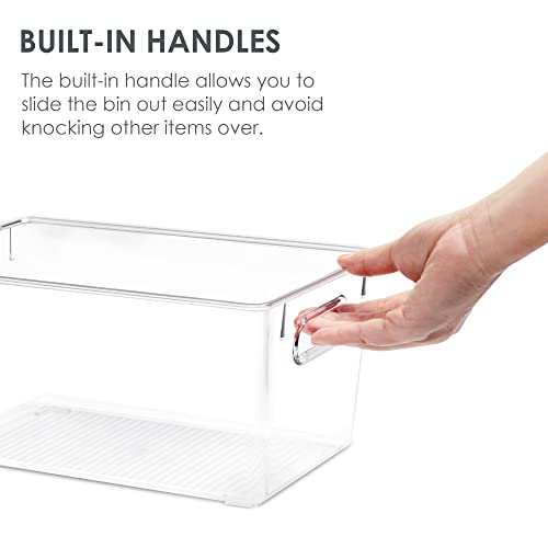 Vtopmart Clear Plastic Pantry Organizer Bins, 10 PCS Food Storage Bins with Handle for Refrigerator, Fridge, Cabinet, Kitchen, Countertops, Cupboard, Freezer Organization and Storage, BPA Free, Small