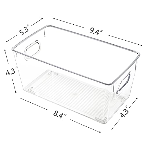 Vtopmart Clear Plastic Pantry Organizer Bins, 10 PCS Food Storage Bins with Handle for Refrigerator, Fridge, Cabinet, Kitchen, Countertops, Cupboard, Freezer Organization and Storage, BPA Free, Small