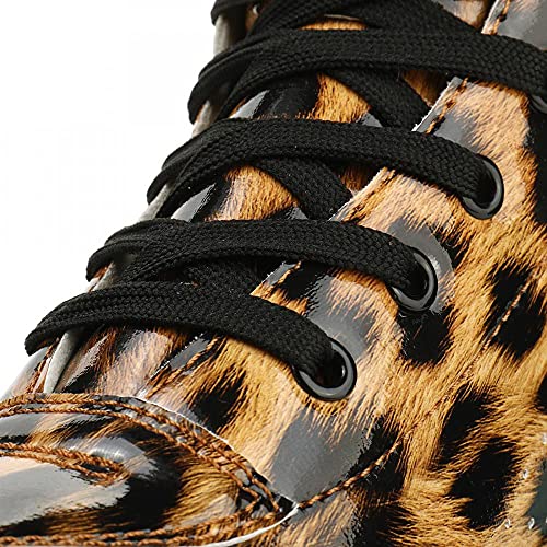 YYW Roller Skates for Women Cozy Stylish Leopard PU Leather High-top Roller Skate Shoes for Beginner, Indoor Outdoor Double-Row Roller Skates with Shoes Bag (Leopard Brown Black Wheel,40)