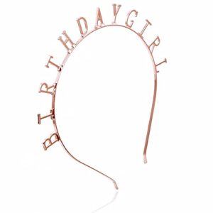 birthday girl tiara crown headband for kids girls women happy birthday party princess headpiece hair accessories, 0.6"*0.3" letters (rose gold birthday girl) summer