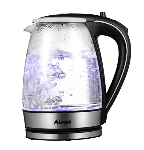 Electric Kettle,kettle water boiler,Auto Shut Off, Blue LED Light,1.8L Cordless 360° Base,One-Handed Operation Easy To Use,Aiosa Electric Kettles…