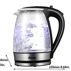 Electric Kettle,kettle water boiler,Auto Shut Off, Blue LED Light,1.8L Cordless 360° Base,One-Handed Operation Easy To Use,Aiosa Electric Kettles…