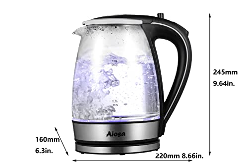 Electric Kettle,kettle water boiler,Auto Shut Off, Blue LED Light,1.8L Cordless 360° Base,One-Handed Operation Easy To Use,Aiosa Electric Kettles…